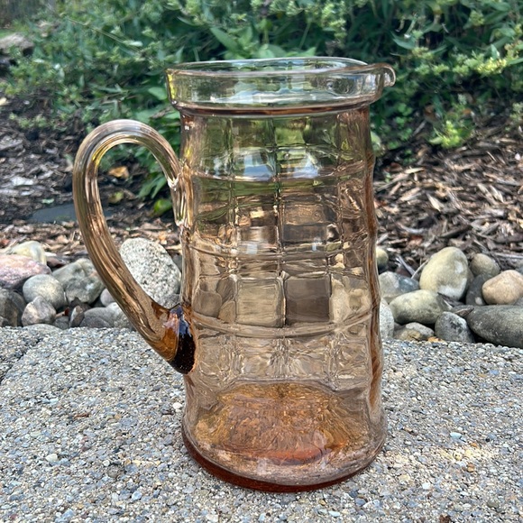 Dining | Vintage Mid Century Bronze Block Square Style Pattern Glass ...
